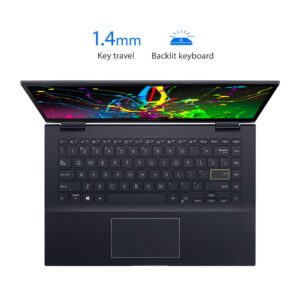 ASUS VivoBook 14" FHD LED 2-in-1 Touchscreen Premium Laptop | AMD Ryzen 5 5500U | 8GB DDR4 RAM | 256GB SSD | Fingerprint | HDMI | Windows 10 | Black | with USB3.0 HUB Bundle