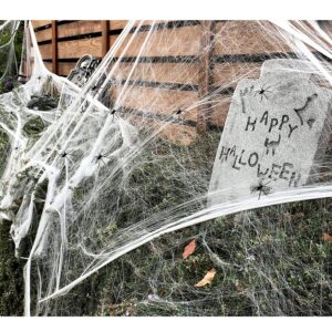 Hidreamz 1600 sqft Halloween Spider Web Decorations Halloween Spider Webbing with 60 Fake Spiders for Indoor and Outdoor Party Supplies