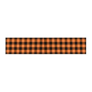 Tosewever Halloween Buffalo Check Plaid Table Runner, Cotton Polyester Blend Classic Family Dinner Table Runners for Indoor Outdoor Parties Events Home Decoration (Orange and Black, 14 x 72 Inch)