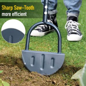 Colwelt Saw-Tooth Edger Lawn Tool, Half Moon Lawn Edger with T-Grip, Sidewalk Grass Long Handled Step Edger, 38-Inch