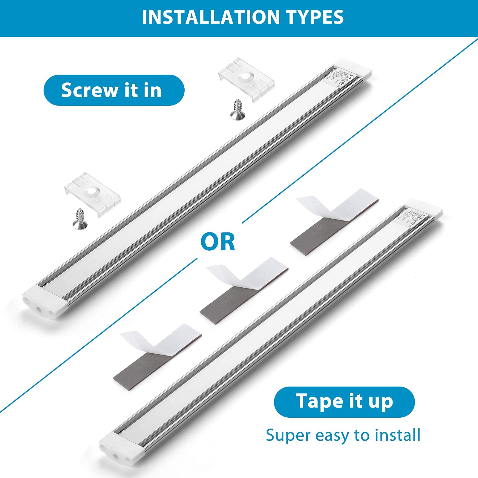 Litever Under Cabinet LED Lighting Bar Dimmable. 1 pc 12” Slim Bright LED Light Strip. Power Adapter, Switch, Dimmer Included. Plug in. Perfect for Kitchen Counter Workbench Closet. Warm White 3000K