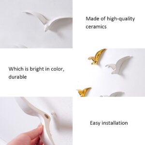 La La Pet® Wild Goose Wall Decor Ceramics Flying Bird Sculptures 3D Wall Art Ornament Coastal Decorations Hanging for Home Living Room White, S