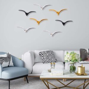 La La Pet® Wild Goose Wall Decor Ceramics Flying Bird Sculptures 3D Wall Art Ornament Coastal Decorations Hanging for Home Living Room White, S