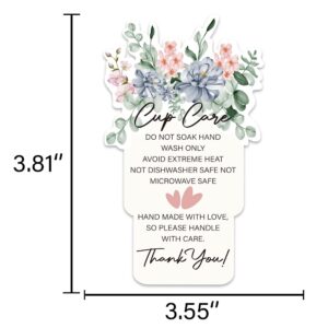 Muzru Tumbler Care Cards, (Pack of 50) 3.81 x 3.55 Tumbler Care Instructions, Tumbler Care and Cleaning Cards, Cup Care Instructions