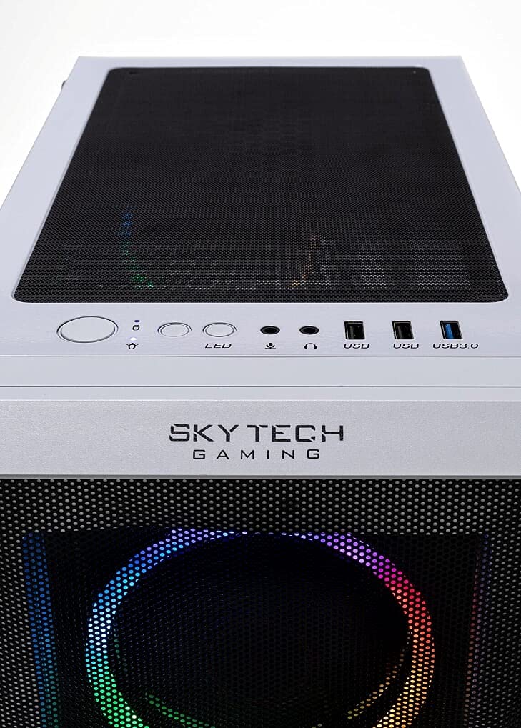 SkyTech Chronos Gaming Computer PC Desktop - AMD Ryzen 7 3700X 3.6GHz, RTX 3070 8G, 1TB Gen4 NVMe SSD, 16GB DDR4 3200, RGB Fans, 240mm AIO, AC WiFi, Windows 10 Home 64-bit, White