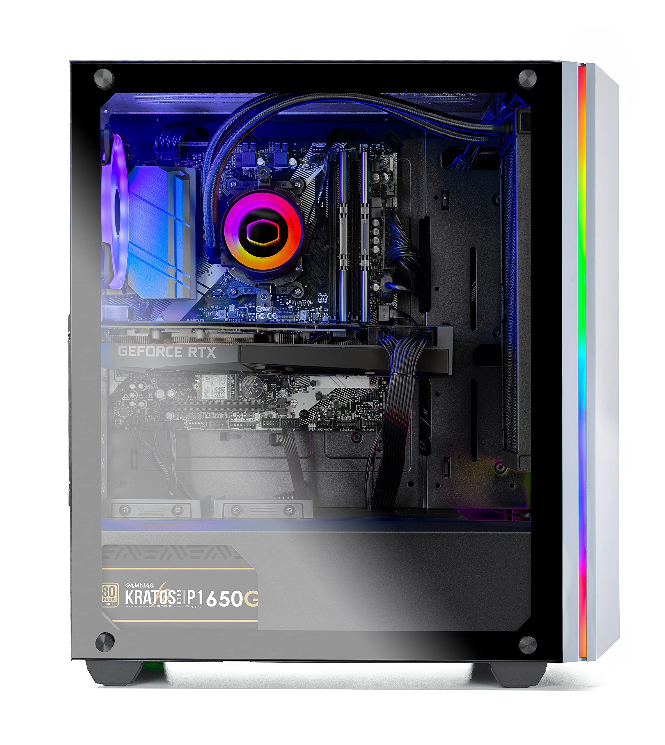 SkyTech Chronos Gaming Computer PC Desktop - AMD Ryzen 7 3700X 3.6GHz, RTX 3070 8G, 1TB Gen4 NVMe SSD, 16GB DDR4 3200, RGB Fans, 240mm AIO, AC WiFi, Windows 10 Home 64-bit, White