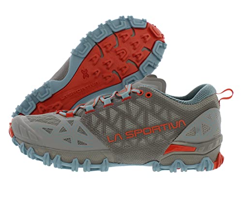 La Sportiva Womens Bushido II Trail Runnng Shoes, Moon/Paprika, 9