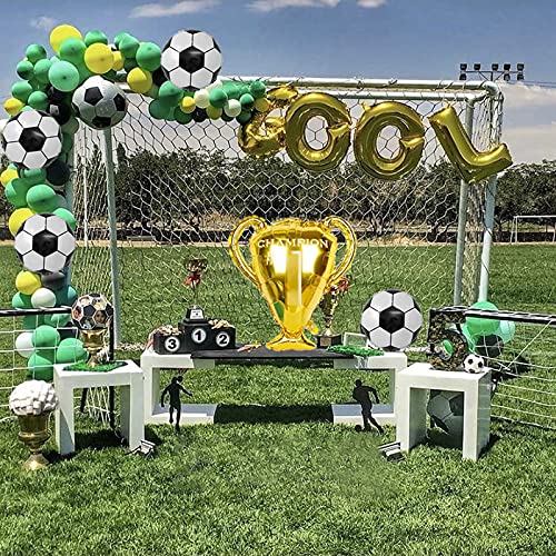 Soccer Party Balloons Set, 7pcs Championship Trophy Balloon and Soccer Foil Balloons for Birthday Baby Shower Wedding Anniversary Soccer Themed Party Decoration