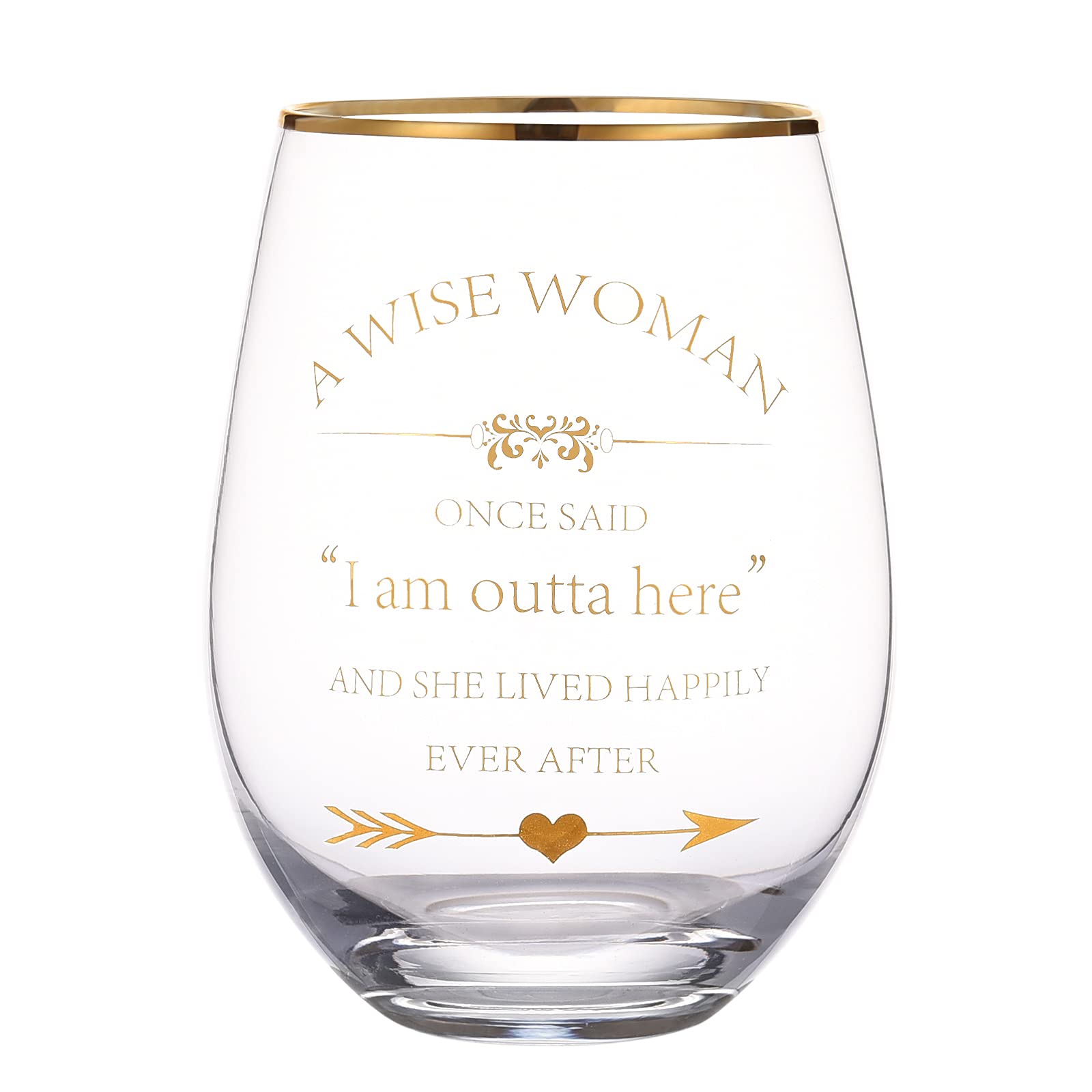 MOMRNTAIL Retirement Gifts For Women 2024-15 Ounce Wine Glasses Water Tumbler Juice Cup Coworker Leaving Gifts, Farewell Gifts, Goodbye Gift For Women A Wise Woman Once Said I'm Outta Here