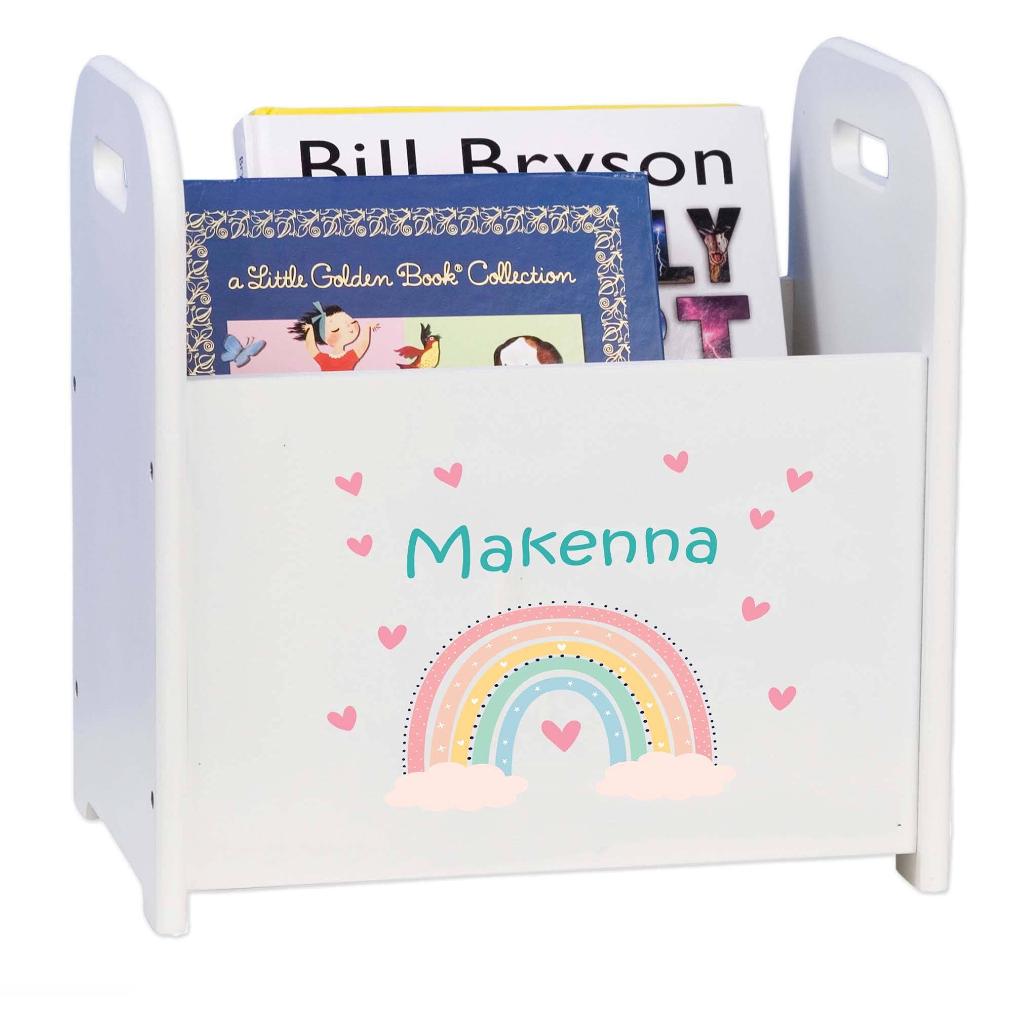 My Bambino Personalized Boho Rainbow Book Caddy Childrens Book Storage Bin