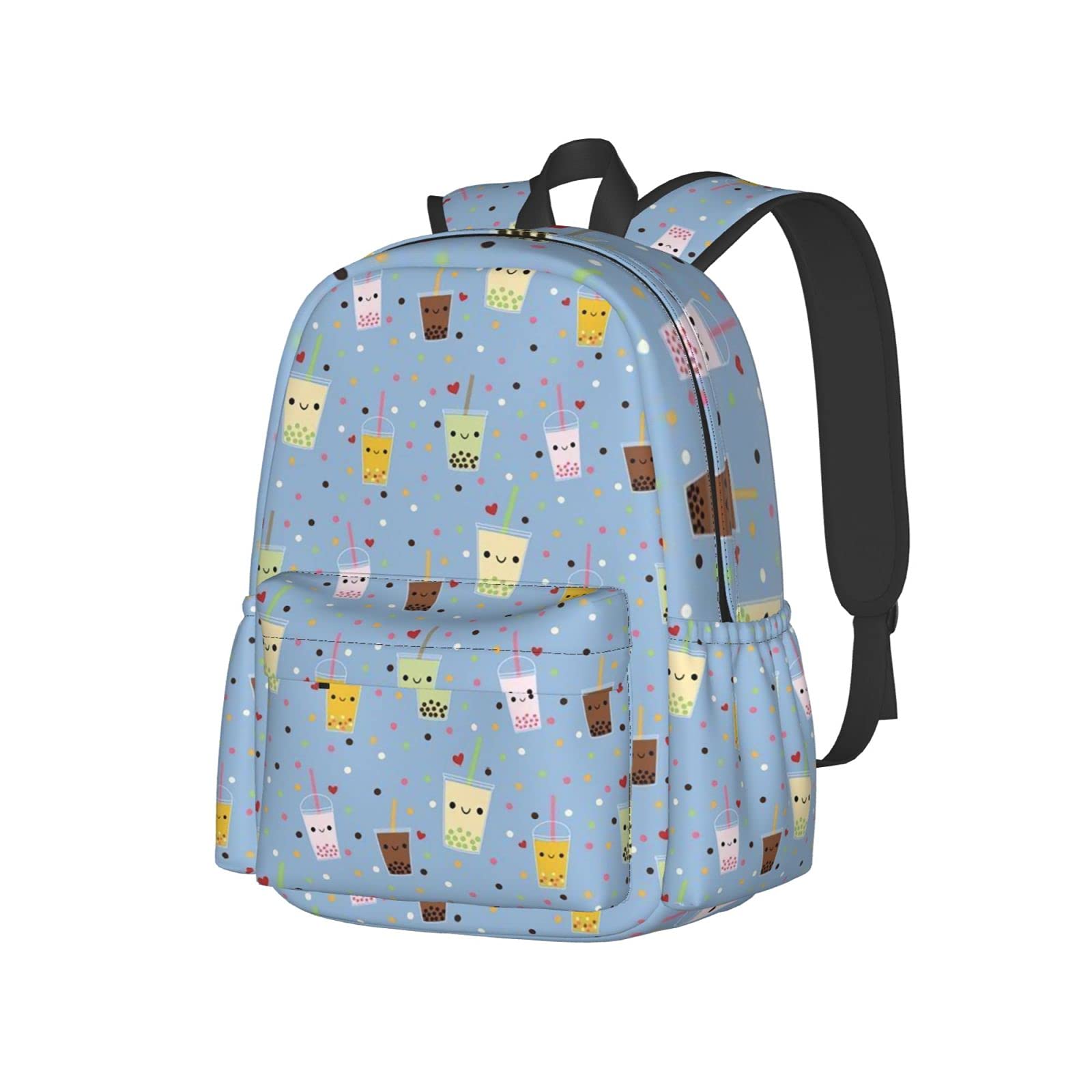 TGUBJGV Happy Boba Bubble Tea Print Backpack Lightweight School College Bookbag Casual Travel Daypack One Size