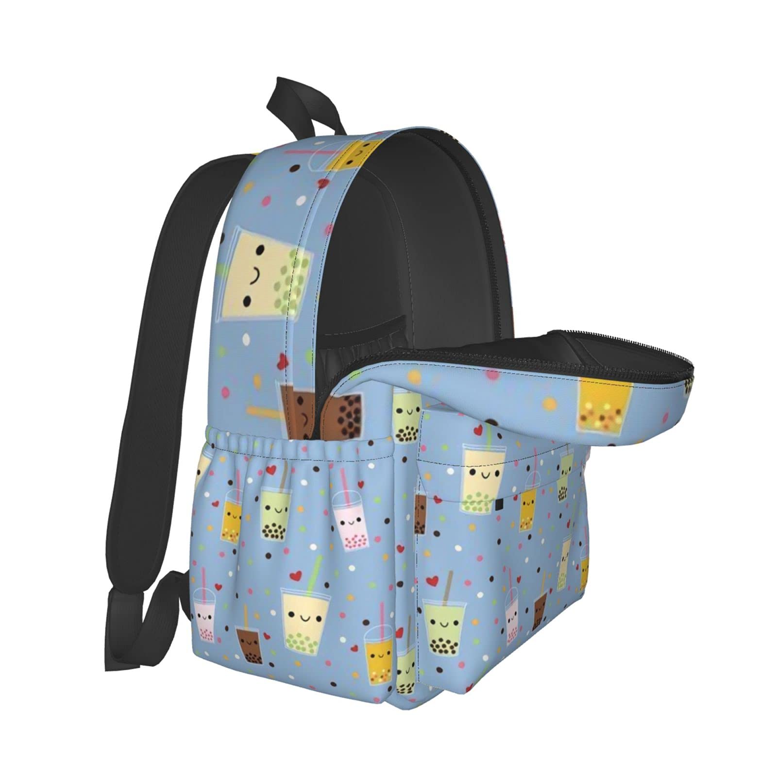 TGUBJGV Happy Boba Bubble Tea Print Backpack Lightweight School College Bookbag Casual Travel Daypack One Size