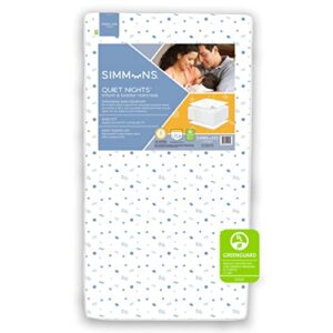 simmons kids quiet nights dual sided baby crib mattress & toddler mattress - sustainably sourced core - waterproof - hypoallergenic - greenguard gold certified (natural) - ideal firmness - made in usa