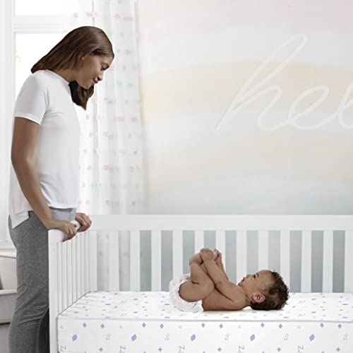 Simmons Kids Quiet Nights Dual Sided Baby Crib Mattress & Toddler Mattress - Sustainably Sourced Core - Waterproof - Hypoallergenic - GREENGUARD Gold Certified (Natural) - Ideal Firmness - Made in USA