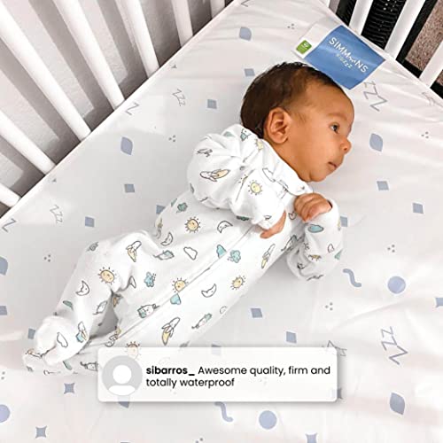 Simmons Kids Quiet Nights Dual Sided Baby Crib Mattress & Toddler Mattress - Sustainably Sourced Core - Waterproof - Hypoallergenic - GREENGUARD Gold Certified (Natural) - Ideal Firmness - Made in USA