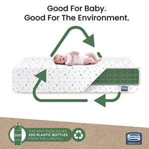 Simmons Kids Quiet Nights Dual Sided Baby Crib Mattress & Toddler Mattress - Sustainably Sourced Core - Waterproof - Hypoallergenic - GREENGUARD Gold Certified (Natural) - Ideal Firmness - Made in USA