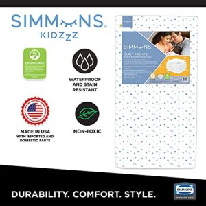 Simmons Kids Quiet Nights Dual Sided Baby Crib Mattress & Toddler Mattress - Sustainably Sourced Core - Waterproof - Hypoallergenic - GREENGUARD Gold Certified (Natural) - Ideal Firmness - Made in USA