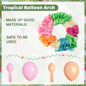 Amandir 140PCS Tropical Balloons Arch Garland Kit, Green Hot Pink Confetti Latex Balloons Palm Leaves for Tropical Hawaii Flamingo Birthday Baby Shower Wedding Party Decorations Supplies