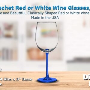 DISCOUNT PROMOS 10 ARC Cachet White Wine Glasses Set, 16 oz. - Wedding, Favors, Cheap, Sturdy - Blue