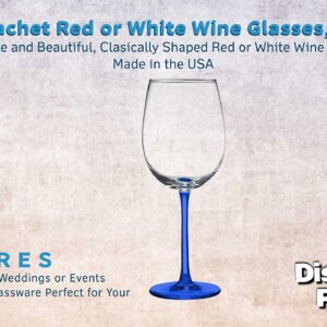 DISCOUNT PROMOS 10 ARC Cachet White Wine Glasses Set, 16 oz. - Wedding, Favors, Cheap, Sturdy - Blue