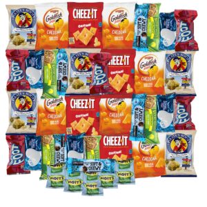 snack box variety care pack - college student care package, crackers, granola bars and candy gift box (30 count)