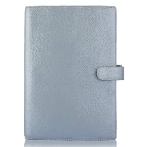 genuine leather a5 planner cover personal organizer, compatible with stalogy hobonichi a5 size planner notebooks (lychee-bluish grey)