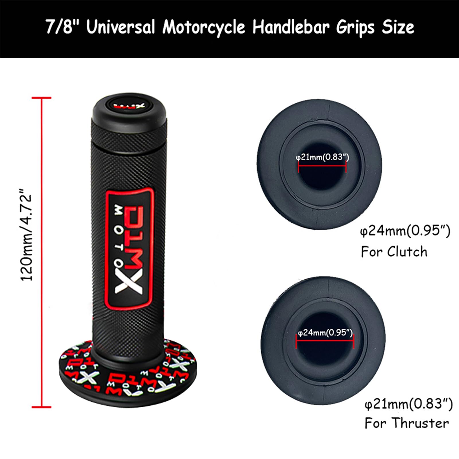 D1M 7/8 "Universal Motorbike Handle Grip Non-Slip Rubber Racing Grip for Motorbike Motocross Compatible fit RPS Hawk 250 (Red)