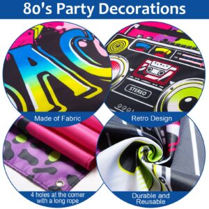 Xuhal 80's Party Decorations Back to the 80s Party Backdrop Banner with Inflatable Radio Boombox and Mobile Phone Latex Balloons for 80s Hip Hop Themed Birthday Photo Booth Background Party Supplies