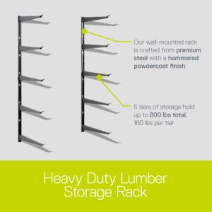 Heavy Duty Lumber Storage Rack by Delta Cycle, Holds Up To 800 lbs - Easy to Install Wood Storage Rack With Fully Adjustable Arms - Steel Construction Storage Solution For Garage, Basement & Pantry