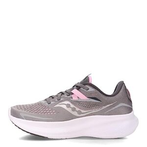 saucony women's ride 15 running shoe, alloy/quartz, 8.5