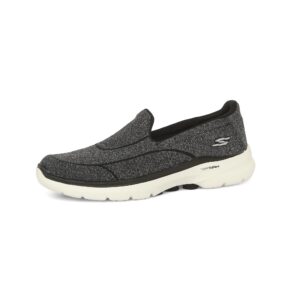 skechers women's go walk 6-carice sneaker, black/white, 6.5