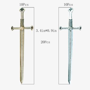 Movie Game Theme Party Holy Communion Cake Topper Alloy Paladin Cross Long Sword Anime Peripheral Game Accessories Bronze 10Pcs and White Silver 10Pcs Cupcake Decoration 20Pcs