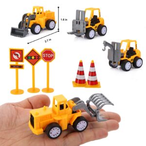 haomsj 17PCS Construction Party Favors Birthday Party Supplies Mini Small Construction Toys Trucks Vehicle Cake Decorations Topper Toy Cars Trucks for 2 3 4 5 7 Year Old Boys