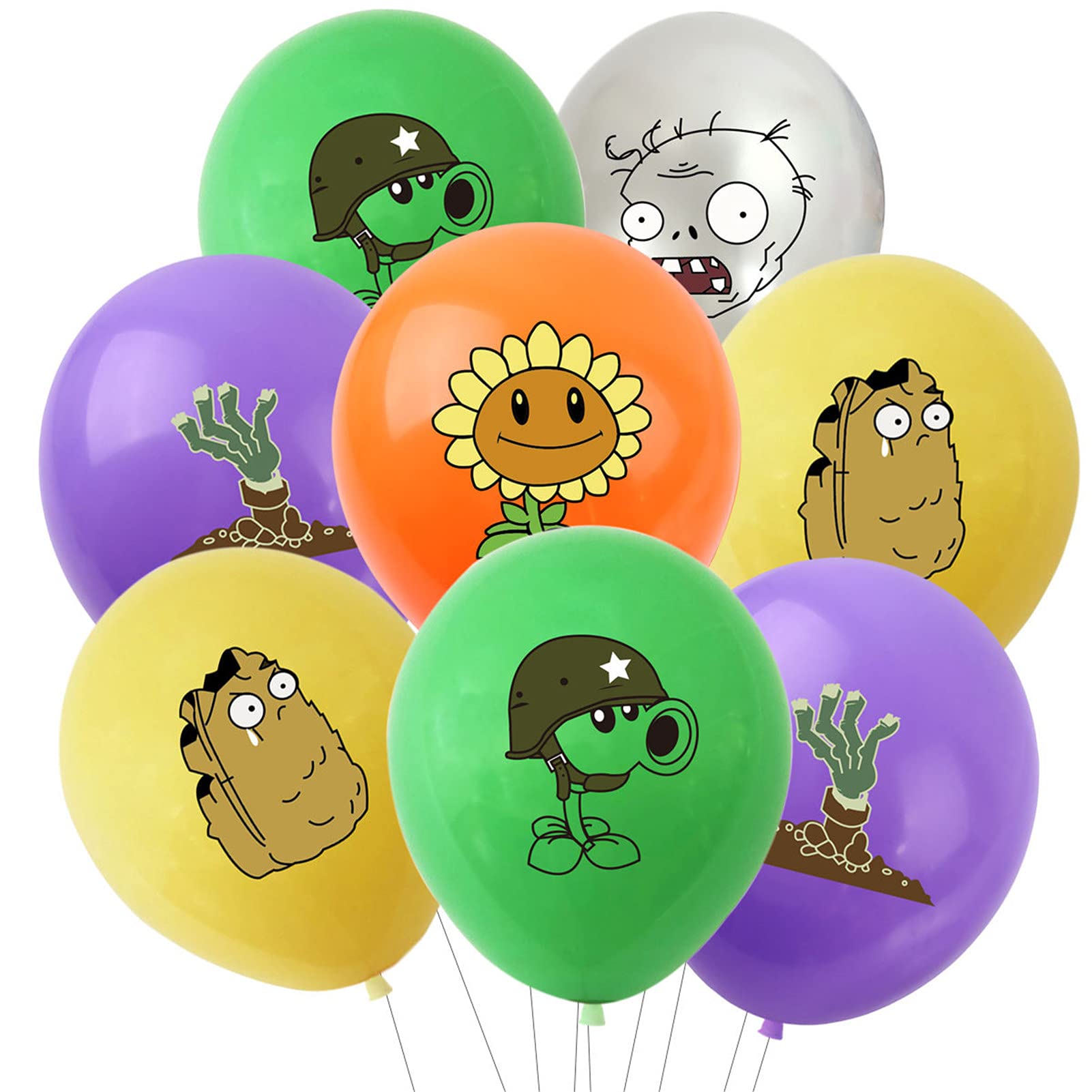 ADILAIDUN 43Pieces Plants Play Game Zombies Party Supplies,Including PVZ Happy Birthday Banner,PVZ Cake Topper,PVZ Latex Balloons for Kids Boys Game Players Party Decoration