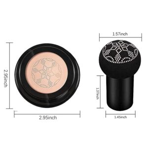 Mushroom Head Air Cushion CC Cream, CC Cream Foundation, Moisturizing BB Cream Foundation Long-Lasting Coverage of Blemishes, Matte Even Skin Tone Nude Makeup Base Primer(02#, Natural)