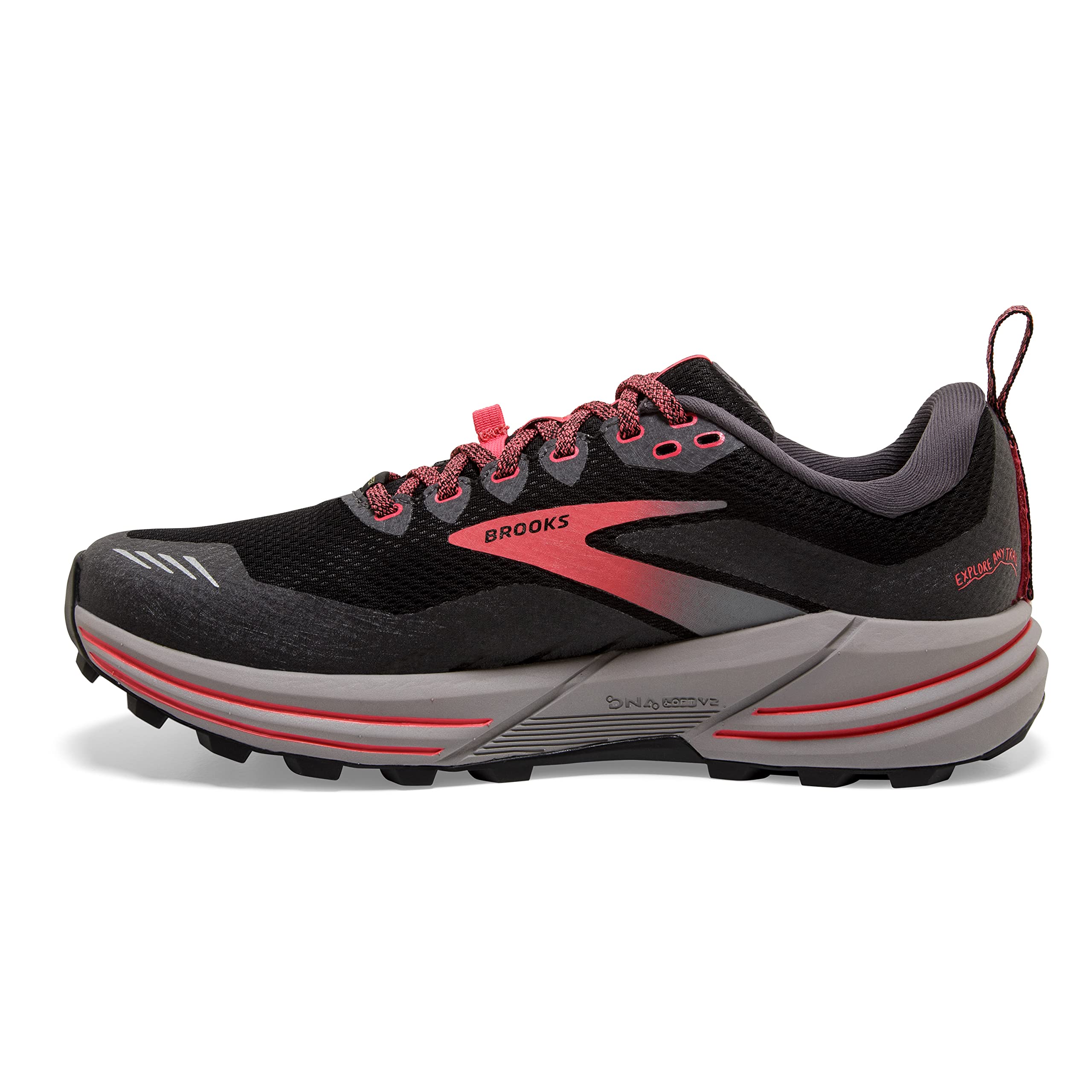 Brooks Women’s Cascadia 16 GTX Waterproof Trail Running Shoe - Black/Blackened Pearl/Coral - 9 Medium