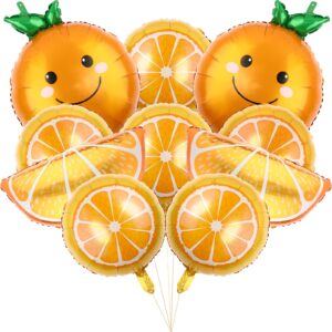 gejoy 10 pieces citrus balloons orange fruit balloons cartoon fruit aluminum foil balloons jumbo birthday tangerine balloons for baby shower summer citrus themed boy girl birthday party decor supplies