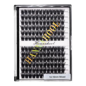 hannahool 12rows-large tray mixed 8-10-12-14-16mm/mixed 14-15-16mm/mixed14mm-16mm/mixed 18-20mm wide stem individual false eyelashes dramatic black cluster eyelashes (mixed14mm-16mm)