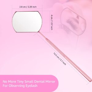 Embagol Lash Mirror Extra Large Makeup Mirror for Eyelash Extensions Detachable Stainless Steel Square Round Lash Extension Accessories(Pink)