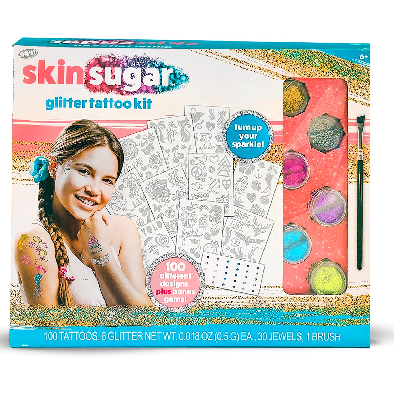 Temporary Tattoos Savvi Skin Sugar Glitter Tattoo Kit