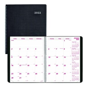 brownline 2022 duraflex monthly planner, 14 months, december 2021 to january 2023, twin-wire binding, 11" x 8.5", black (cb1262v.blk-22), burgundy; gray