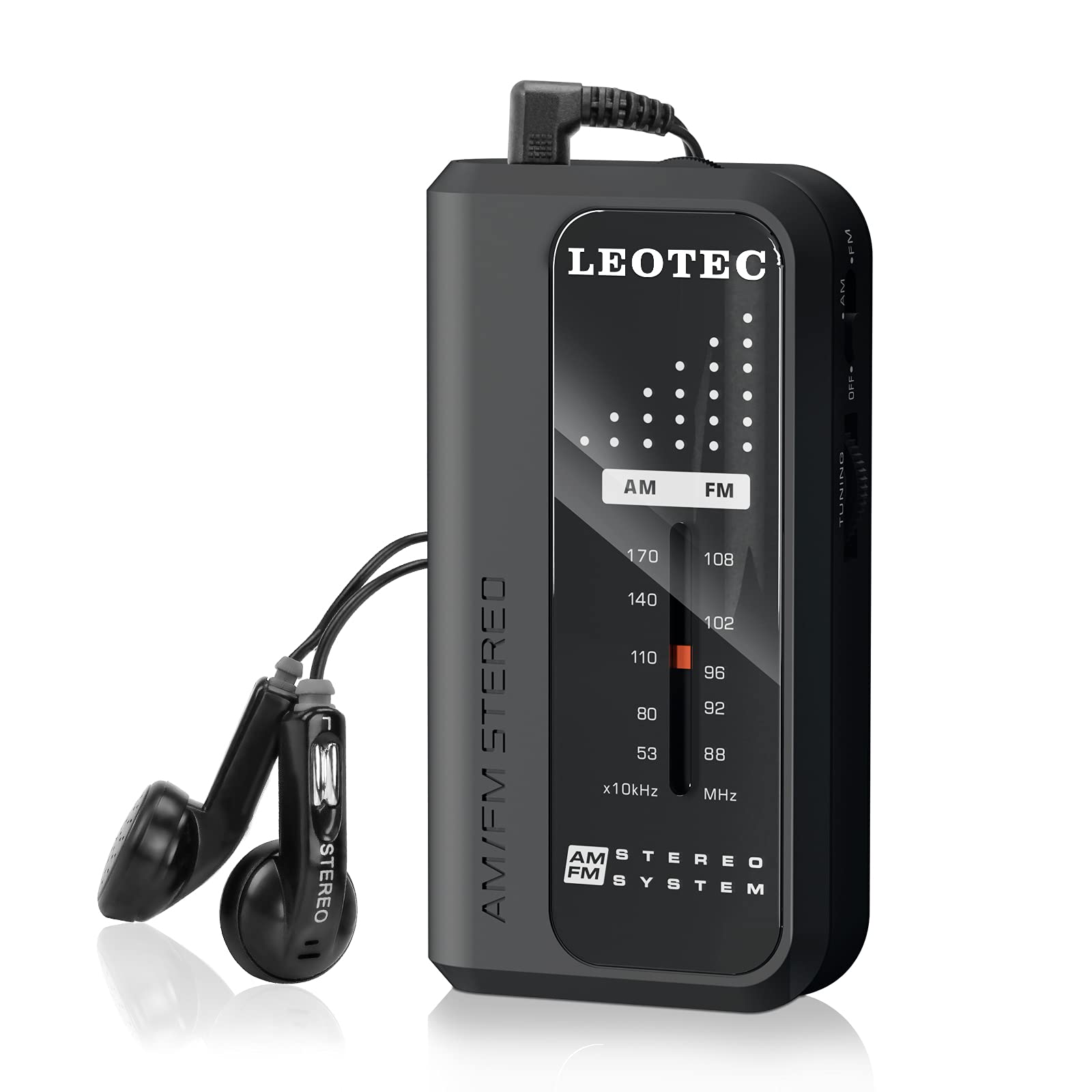 LEOTEC Small Pocket Radios, Battery Operated AM FM Radio, DBS Function Great Reception for Indoor, Outdoor & Emergency Use,Portable Transistor Radio with Earphone