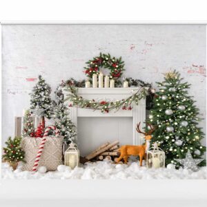 Kate 8×8ft Bokeh Bohemia Christmas Tree Photo Backdrop White Fireplace Brick Wall Xmas Photography Background for Christmas Studio Props