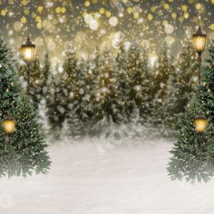 Kate 7×5ft Bokeh Snow Christmas Tree Photo Backdrop Xmas Glitter Street Lamp Snowfield Photography Background for Christmas Winter Photo Studio Props