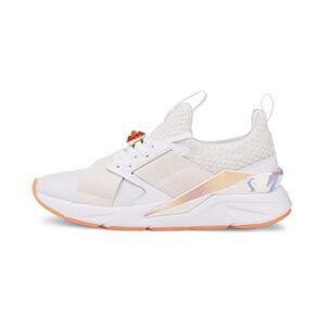 puma women's muse x5 sneaker, white-peach pink-pristine, 8