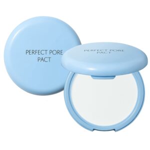 thesaem saemmul perfect pore pact - sebum control makeup pressed powder pact, pore minimization, plant-based setting finishing powder to absorb sweat and prevent clumps, with mirror & puff 12g