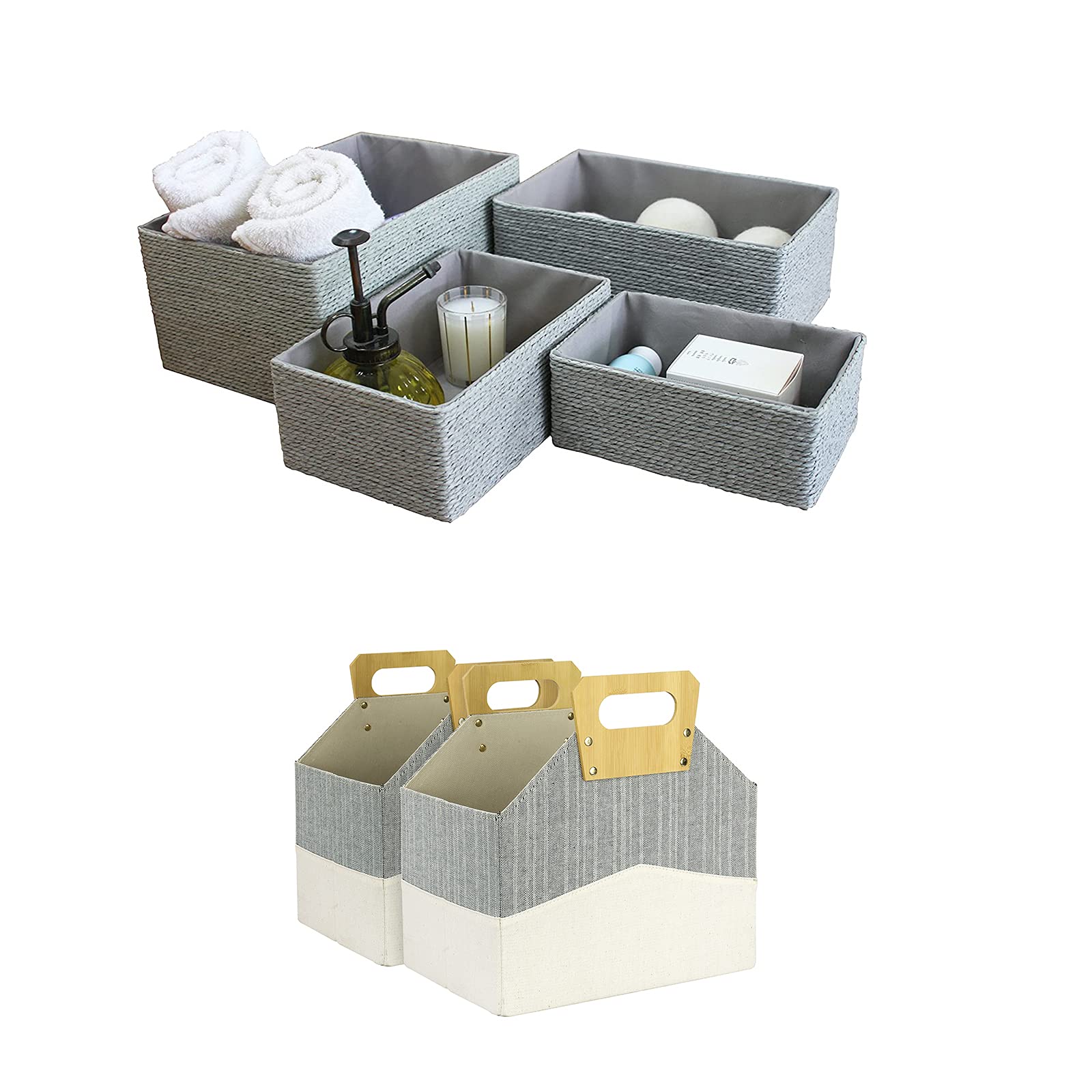 LA JOLIE MUSE Storage Baskets Set 4 for Bathroom and Magazine Rack Storage Basket