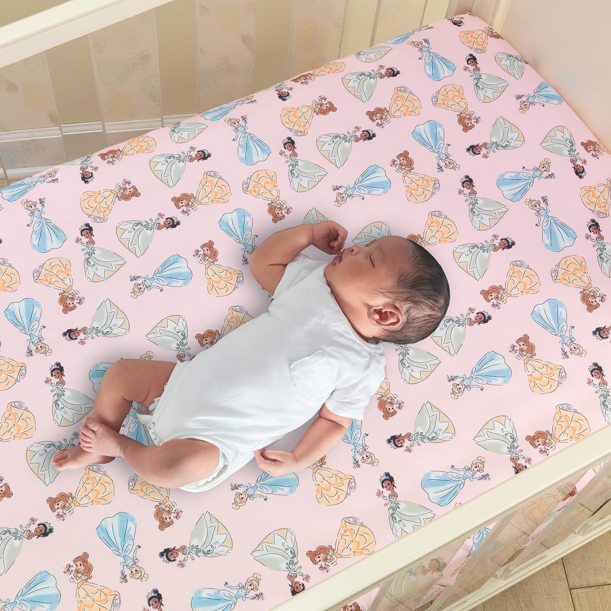 Lambs & Ivy (LAMCR) Disney Princesses Nursery Baby Crib Bedding Set, Pink, 3 Count