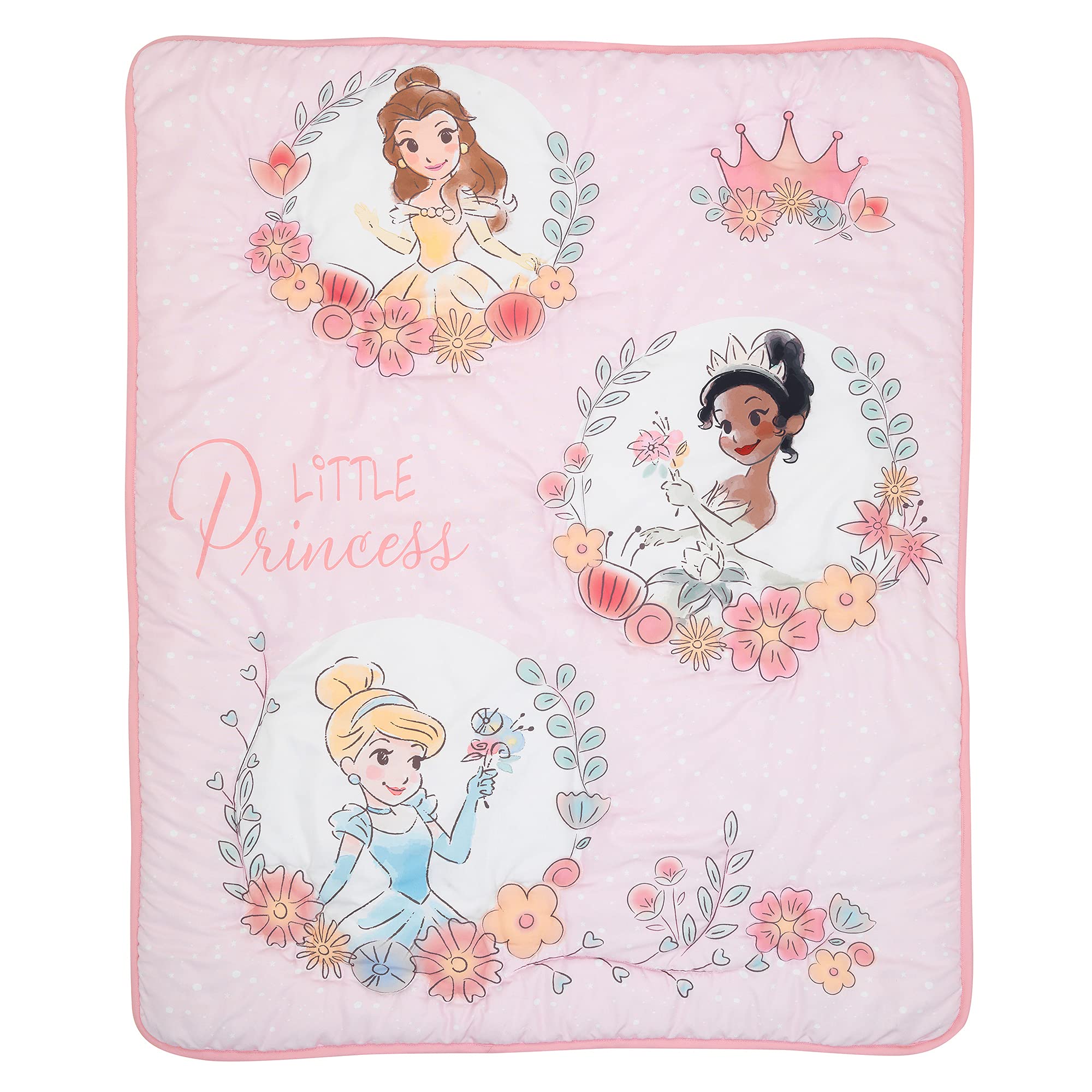 Lambs & Ivy (LAMCR) Disney Princesses Nursery Baby Crib Bedding Set, Pink, 3 Count