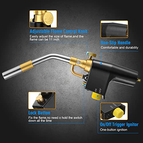 High Intensity Mapp Propane Torch Welding Kit, KOAKOMI Trigger Start Mapp Gas Torch with Self Ignition For Soldering Brazing Cooking,Mapp Gas Propane Head (CSA Certified)